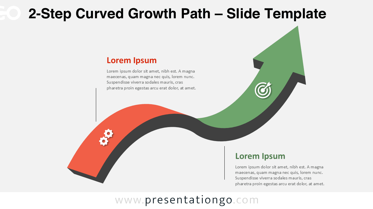 2-Step Curved Growth Path PowerPoint Diagram- PresentationGO