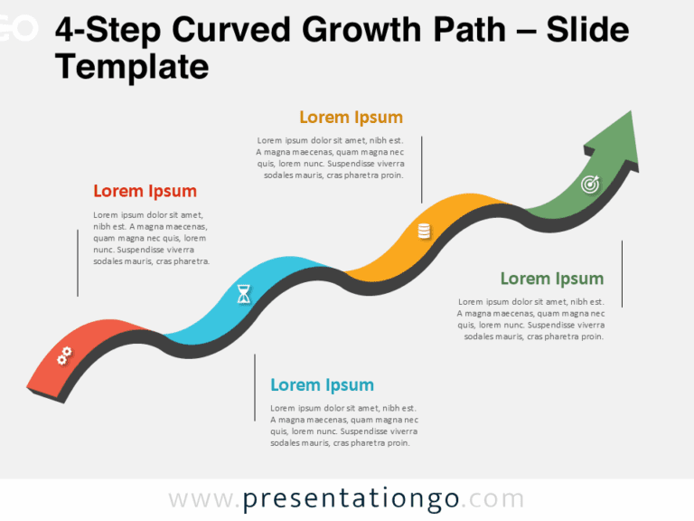 4-Step Curved Growth Path PowerPoint Diagram - PresentationGO