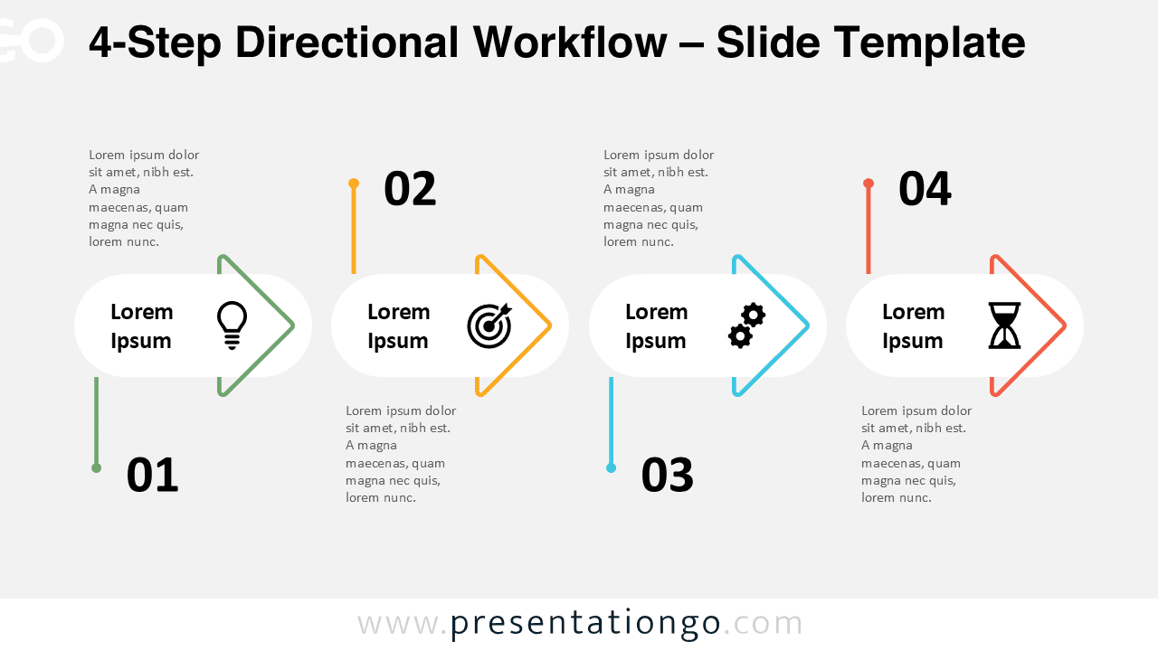 4-Step Directional Workflow PowerPoint Google Slides Diagram