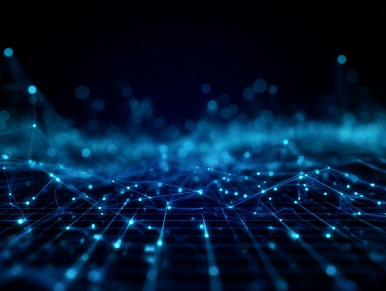 Blue Digital Grid with Glowing Data Points