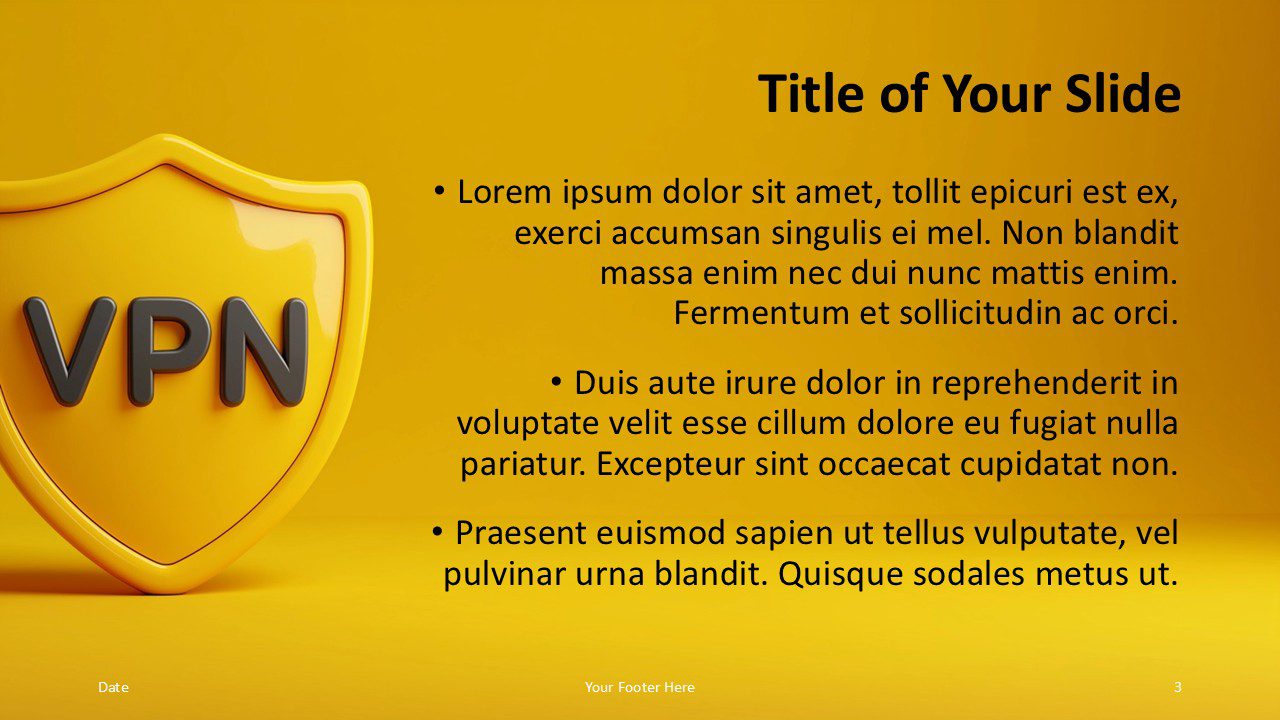 Golden VPN Shield Template for PowerPoint & Google Slides