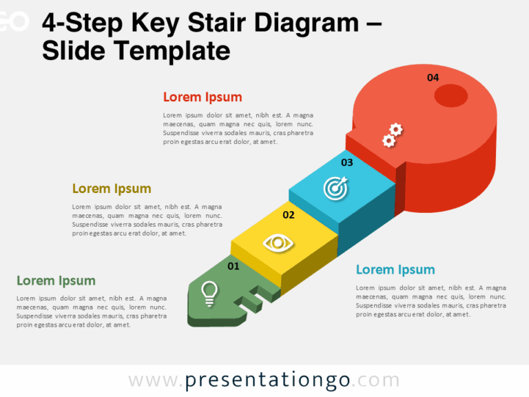 4-Step Key Stair Diagram for PowerPoint and Google Slides
