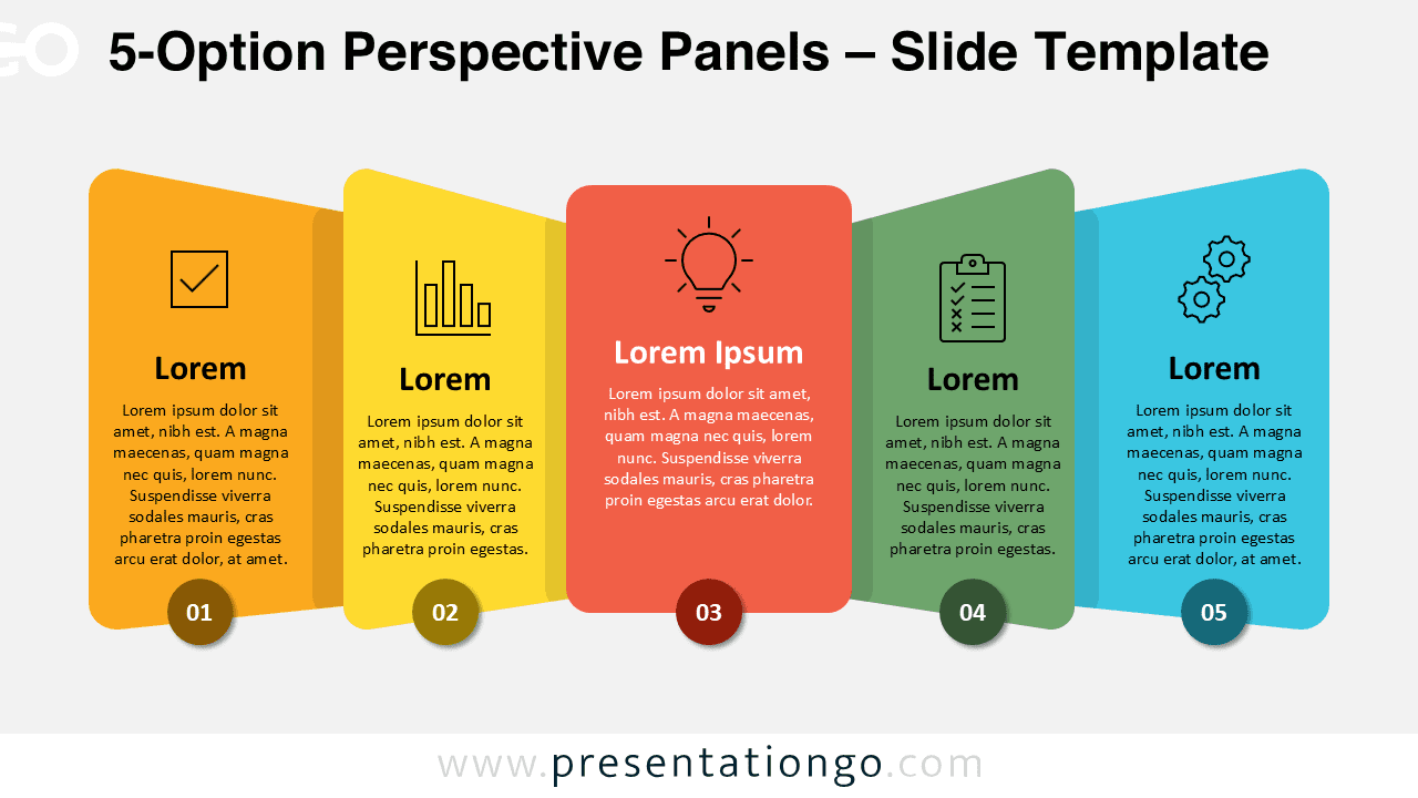 5-Option Perspective Panels for PowerPoint & Google Slides