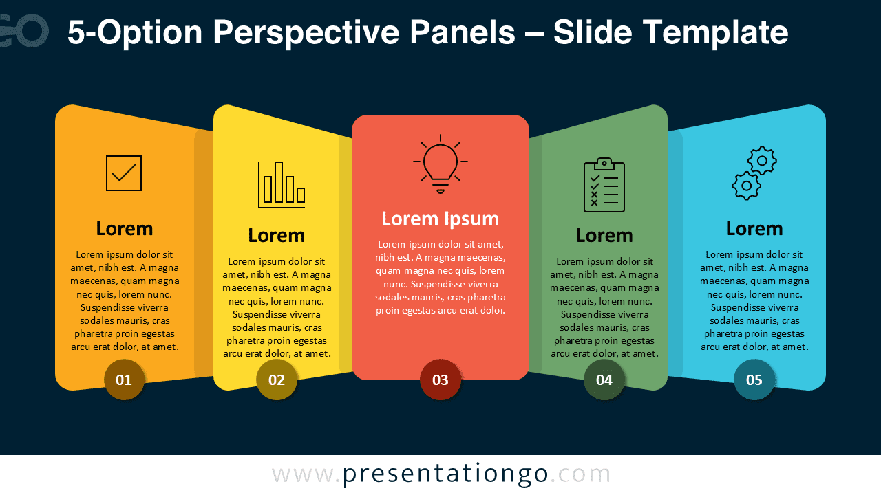 5-Option Perspective Panels for PowerPoint & Google Slides