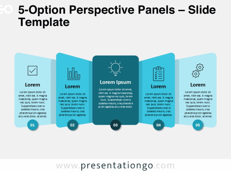 5-Option Perspective Panels for PowerPoint & Google Slides