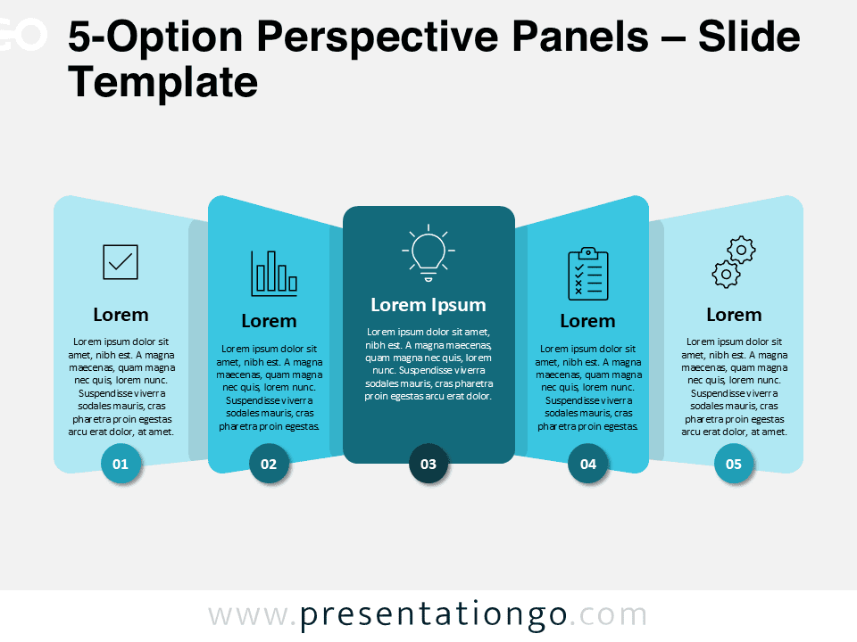 5-Option Perspective Panels for PowerPoint & Google Slides