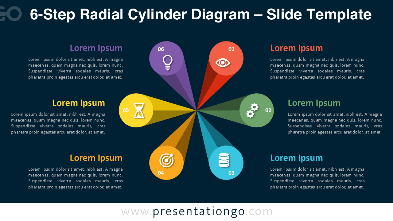 6-Step Radial Cylinder Diagram for PowerPoint & Google Slides