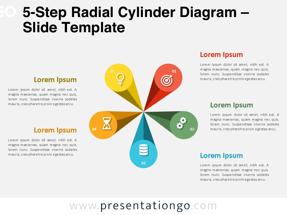 5-Step Radial Cylinder Diagram for PowerPoint & Google Slides