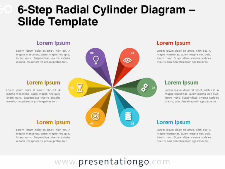 6-Step Radial Cylinder Diagram for PowerPoint & Google Slides
