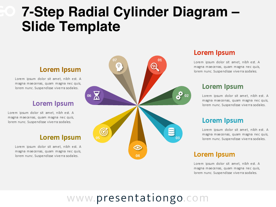 7-Step Radial Cylinder Diagram for PowerPoint & Google Slides