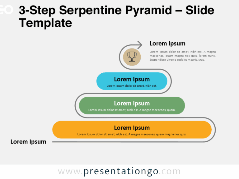 3-Step Serpentine Pyramid Diagram for PowerPoint & Google Slides