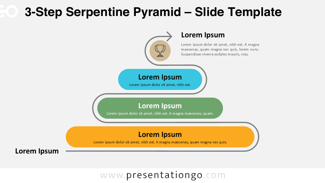 3-Step Serpentine Pyramid Diagram for PowerPoint & Google Slides