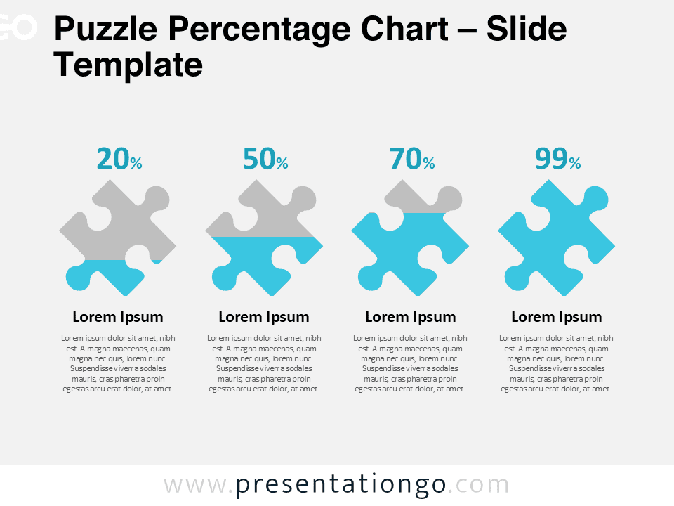 Puzzle Percentage Chart PowerPoint Template - PresentationGO