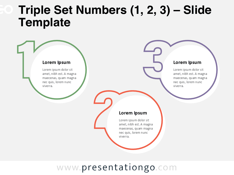Triple Set Numbers Diagram for PowerPoint & Google Slides