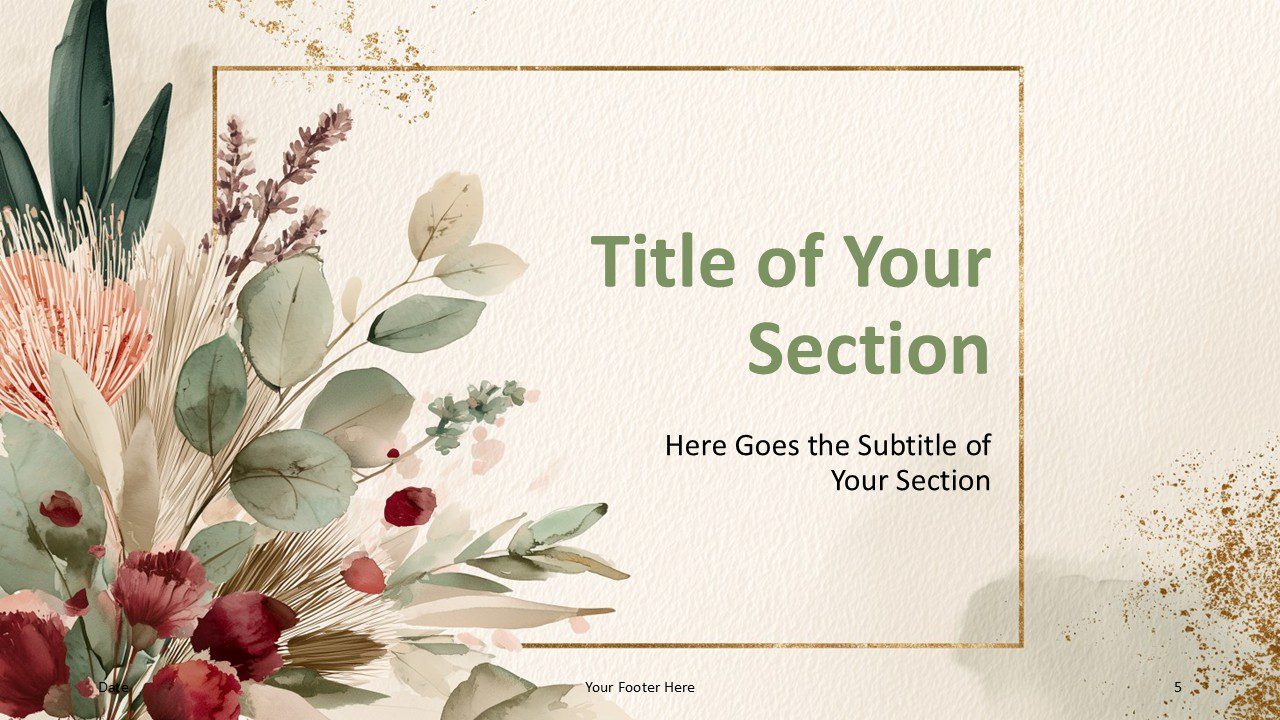 Watercolor Botanical Frame Template for PowerPoint & Google Slides