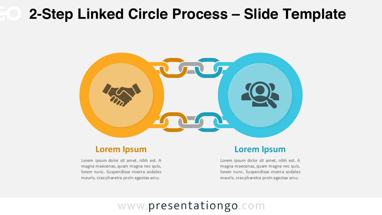 2-Step Linked Circle Process Diagram for PowerPoint