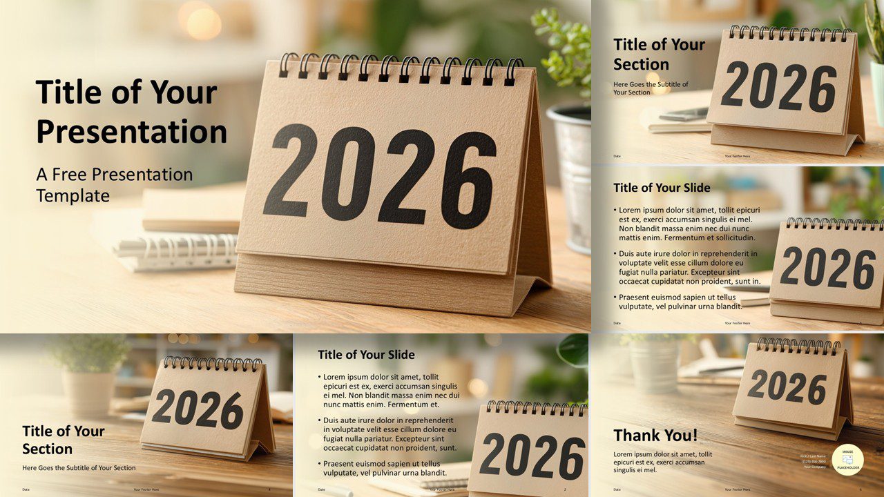 2026 Desk Calendar Template for PowerPoint & Google Slides