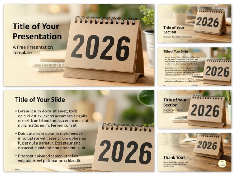 2026 Desk Calendar Template for PowerPoint & Google Slides