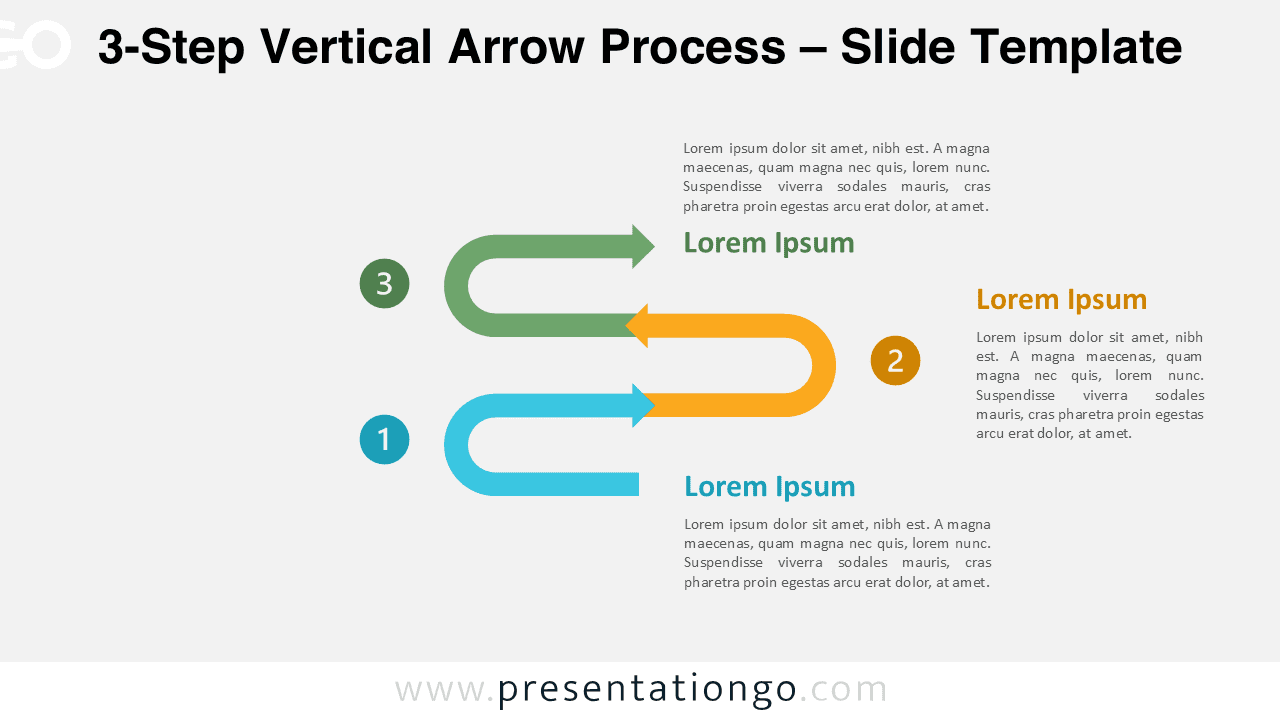 3-Step Vertical Arrow Process Diagram for PowerPoint & Slides