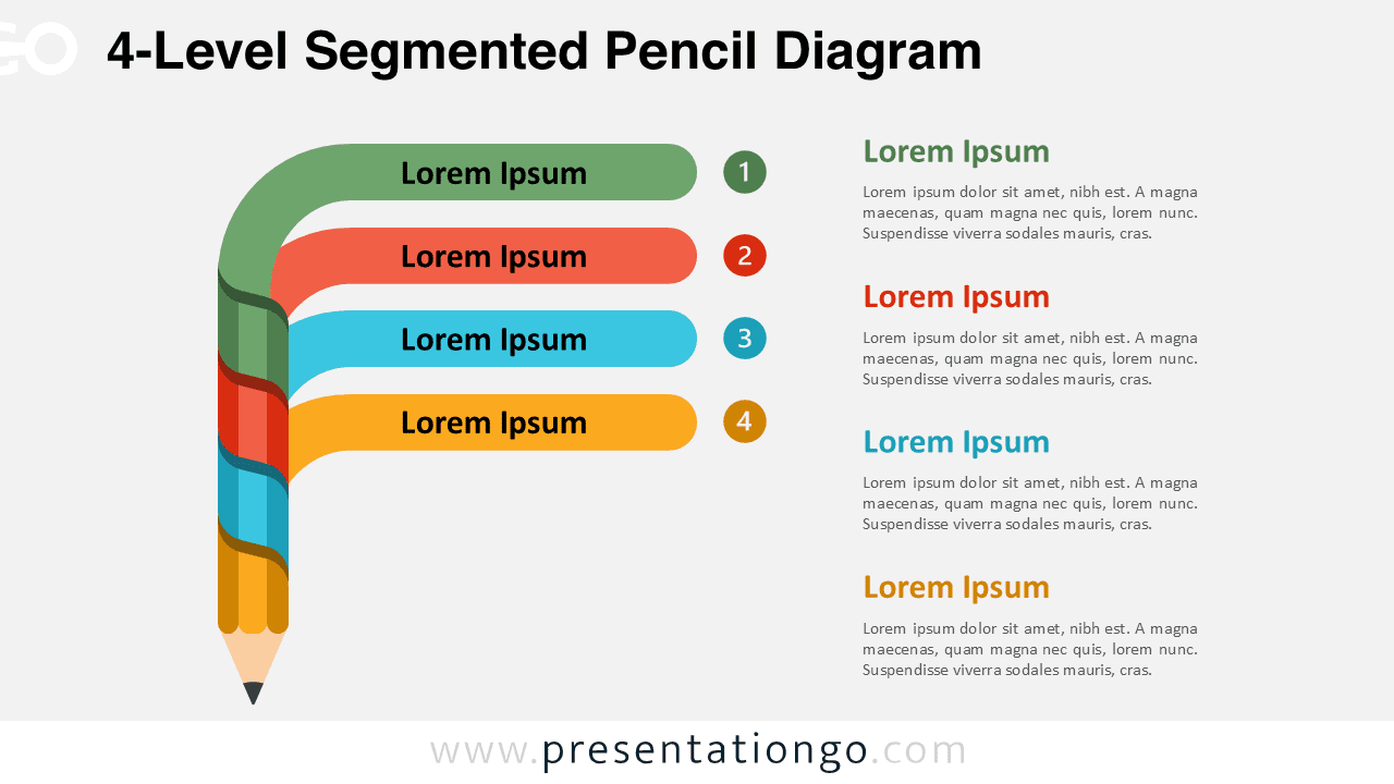 4-Level Segmented Pencil Diagram for PowerPoint & Google Slides