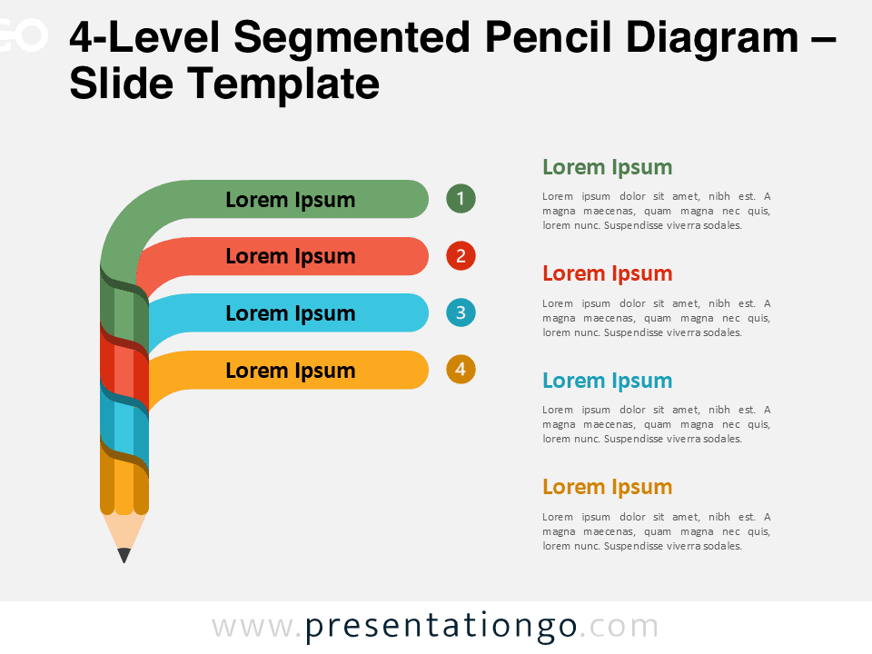 5-Level Segmented Pencil Diagram for PowerPoint & Google Slides
