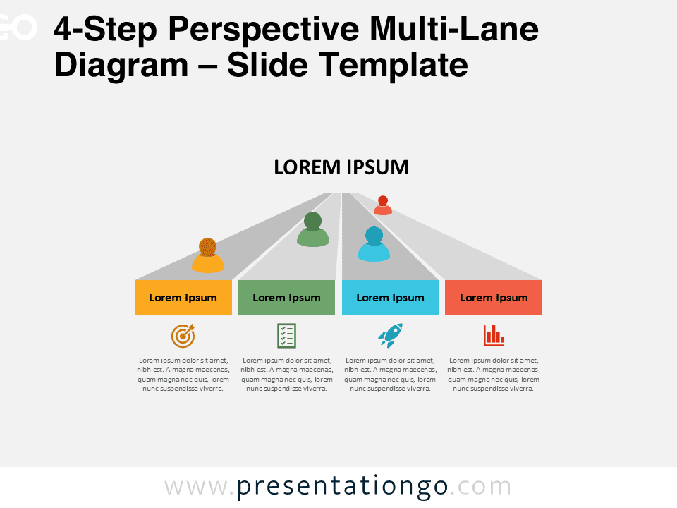 4-Step Perspective Multi-Lane Diagram for PowerPoint & Google Slides