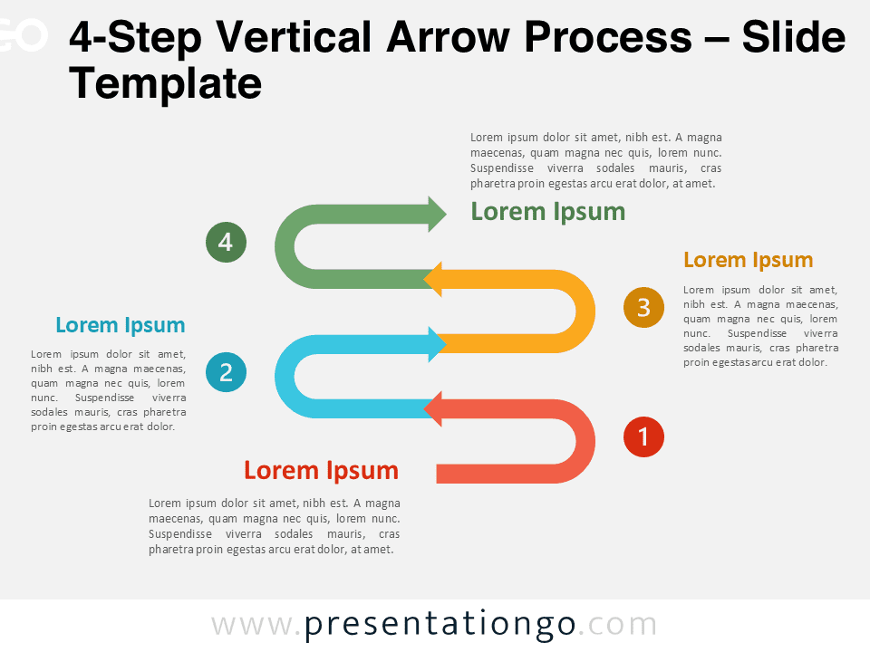 4-Step Vertical Arrow Process Diagram for PowerPoint & Slides