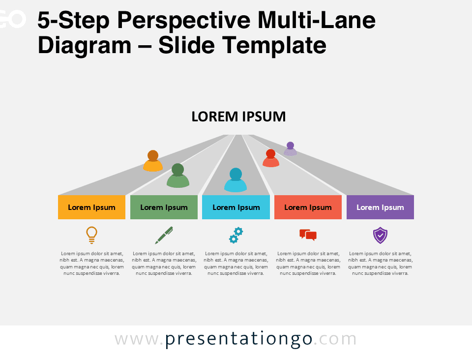 5-Step Perspective Multi-Lane Diagram for PowerPoint & Google Slides