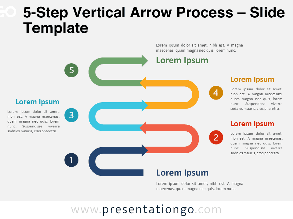 5-Step Vertical Arrow Process Diagram for PowerPoint & Slides