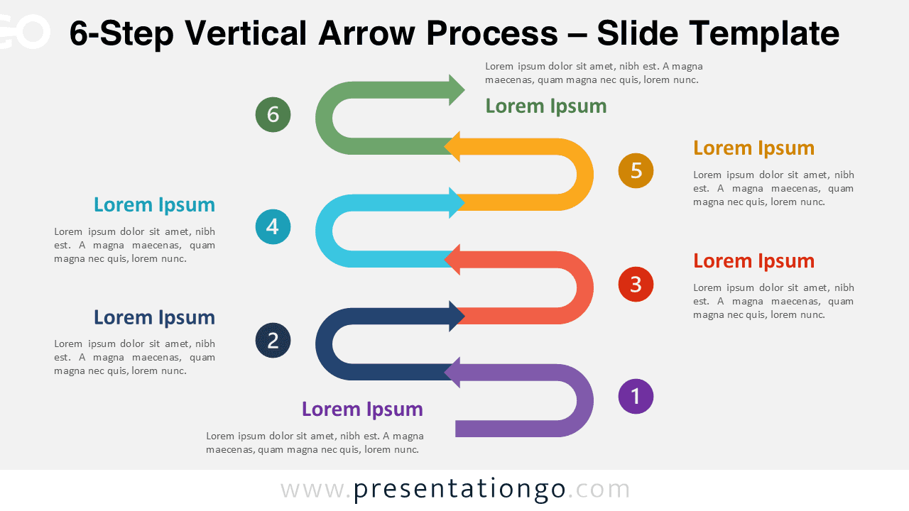 6-Step Vertical Arrow Process Diagram for PowerPoint & Slides