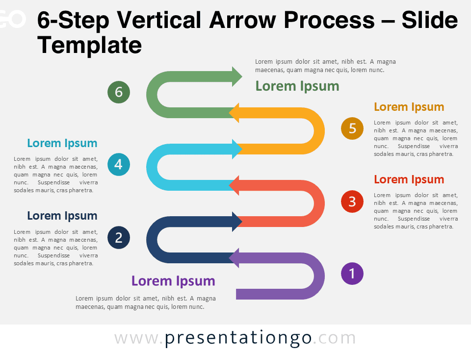 6-Step Vertical Arrow Process Diagram for PowerPoint & Slides