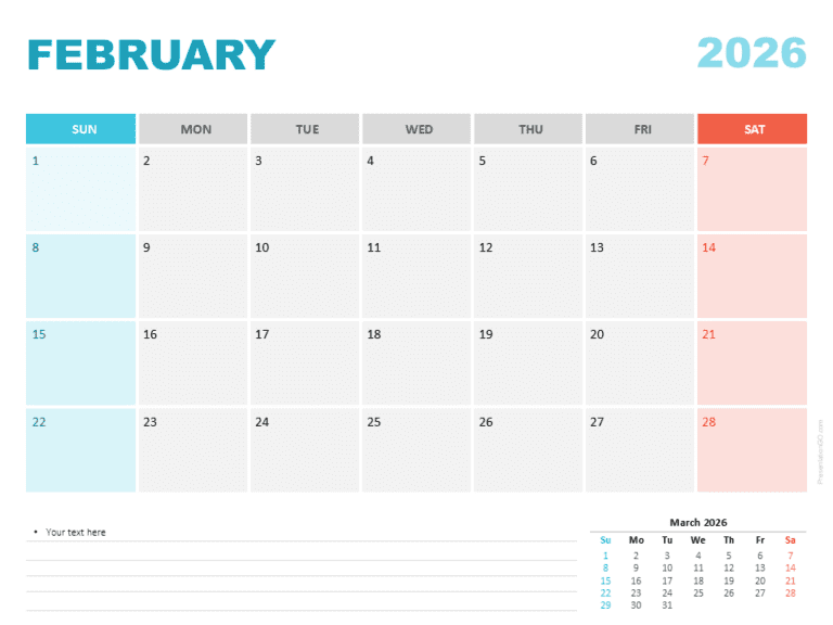February 2026 Monthly Calendar for PowerPoint & Google Slides