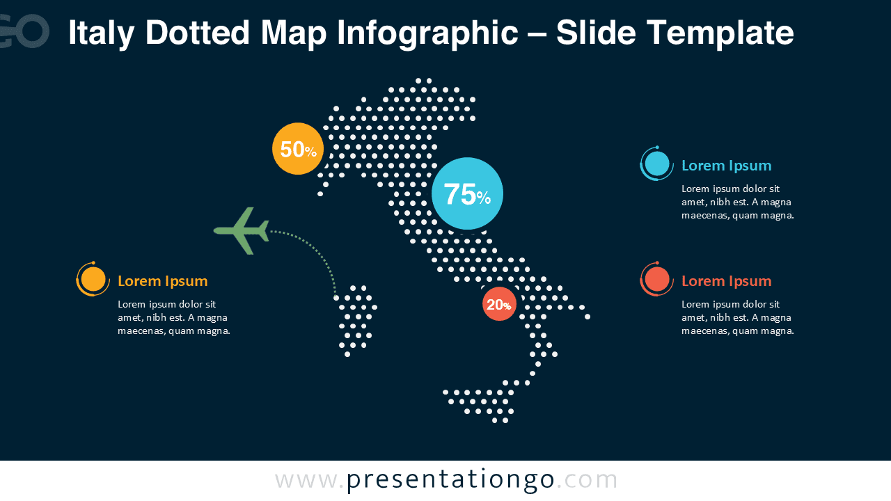 Italy Dotted Map Infographic for PowerPoint & Google Slides