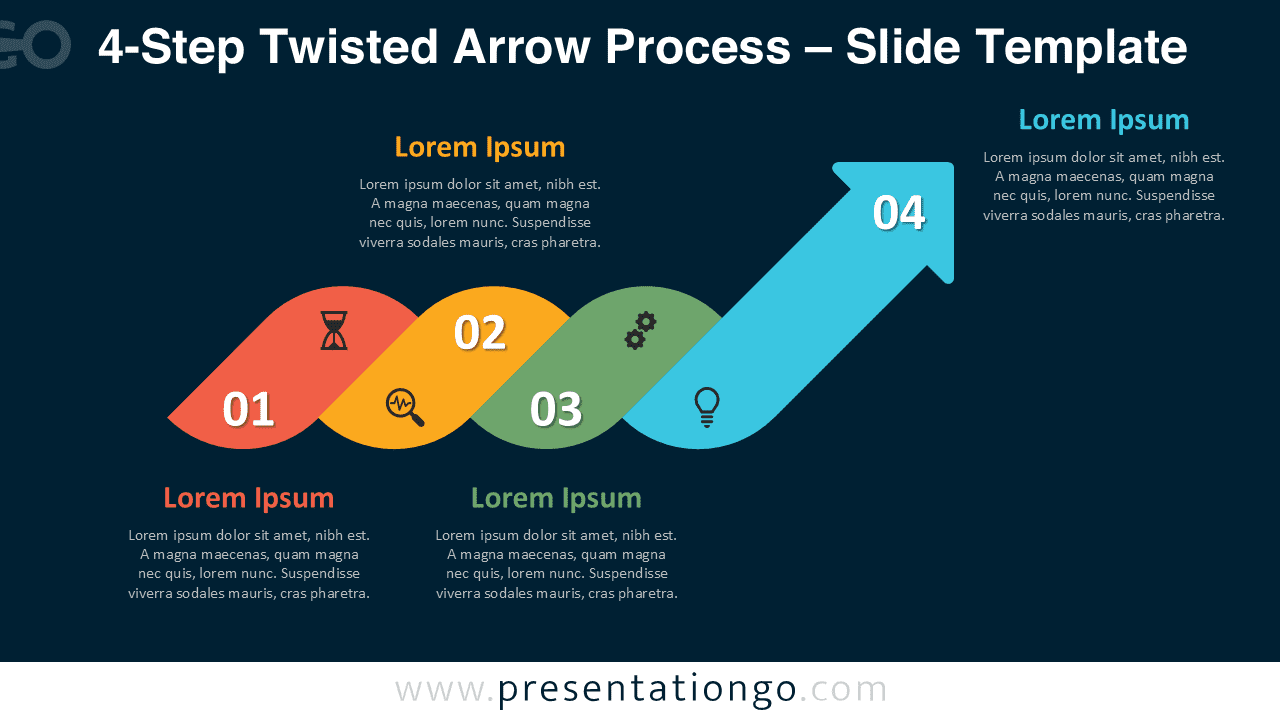 4-Step Twisted Arrow Process for PowerPoint and Google Slides