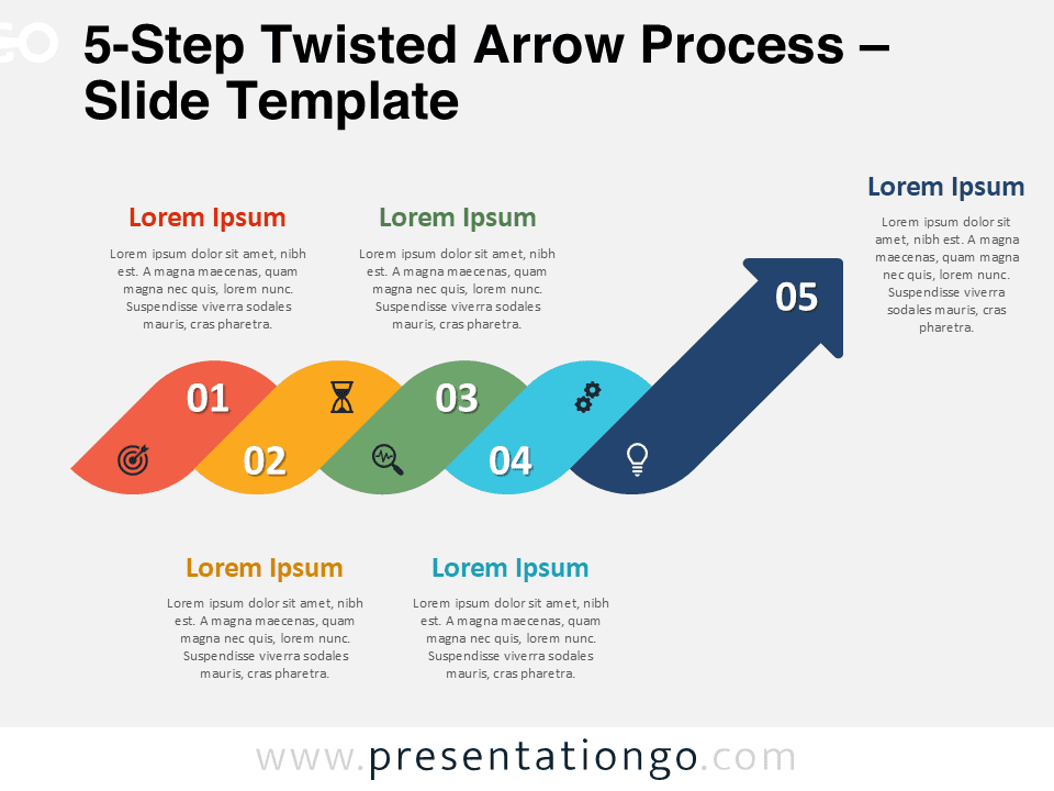6-Step Twisted Arrow Process for PowerPoint and Google Slides