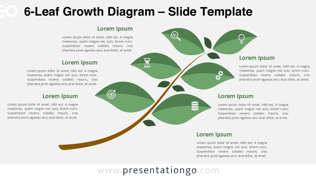 6-Leaf Growth Diagram for PowerPoint & Google Slides