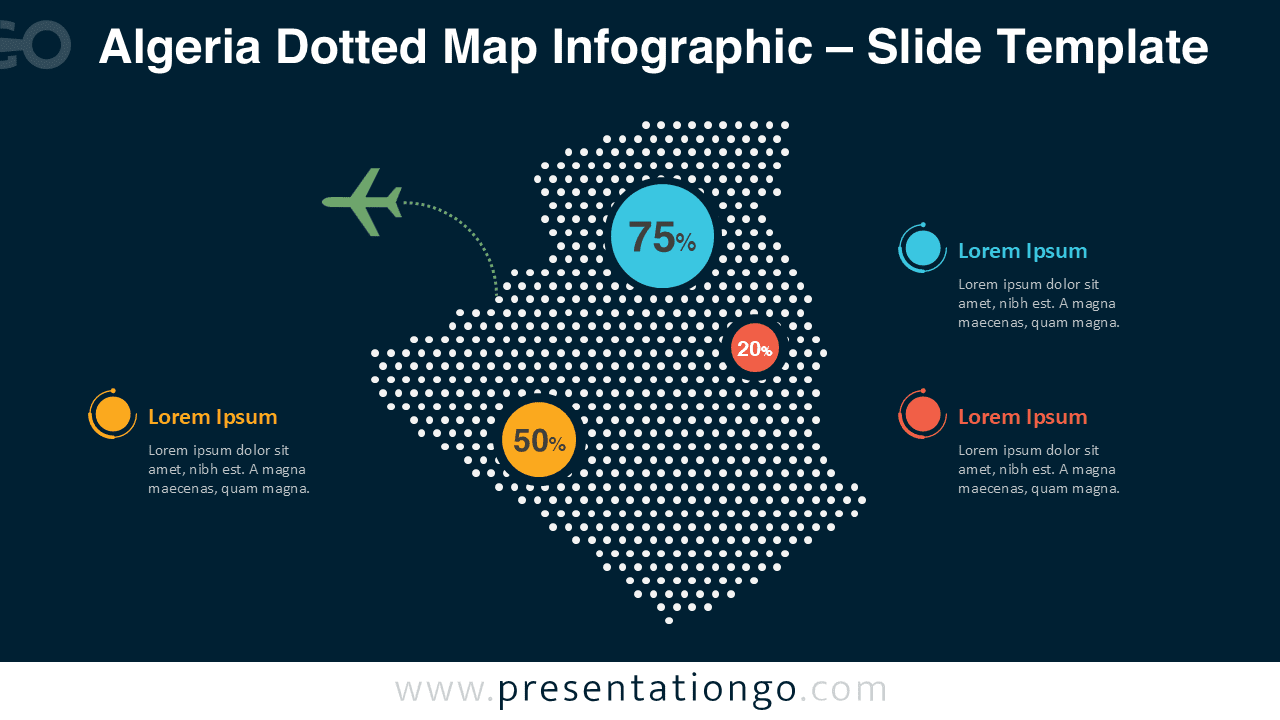 Algeria Dotted Map Infographic for PowerPoint and Google Slides