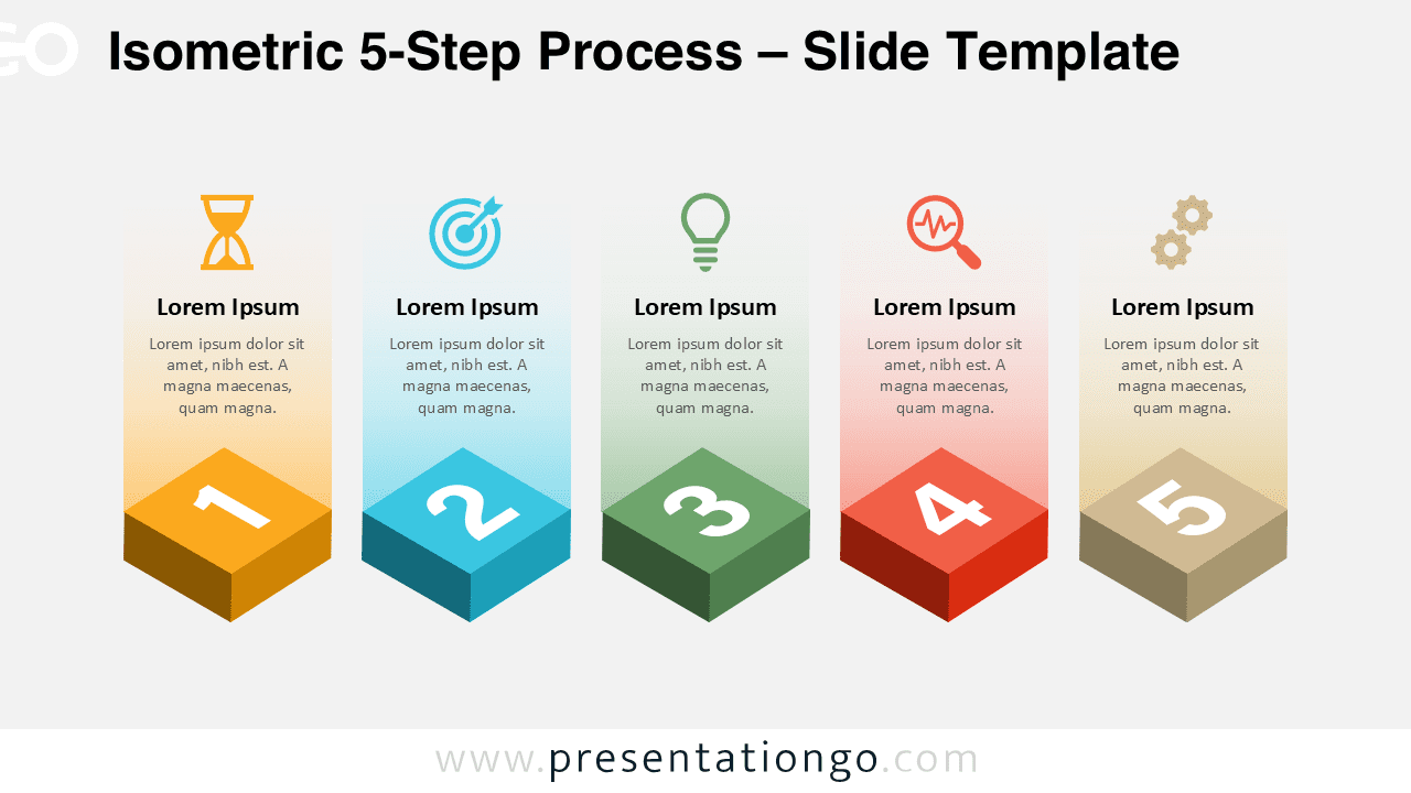 Isometric 5-Step Process for PowerPoint & Google Slides