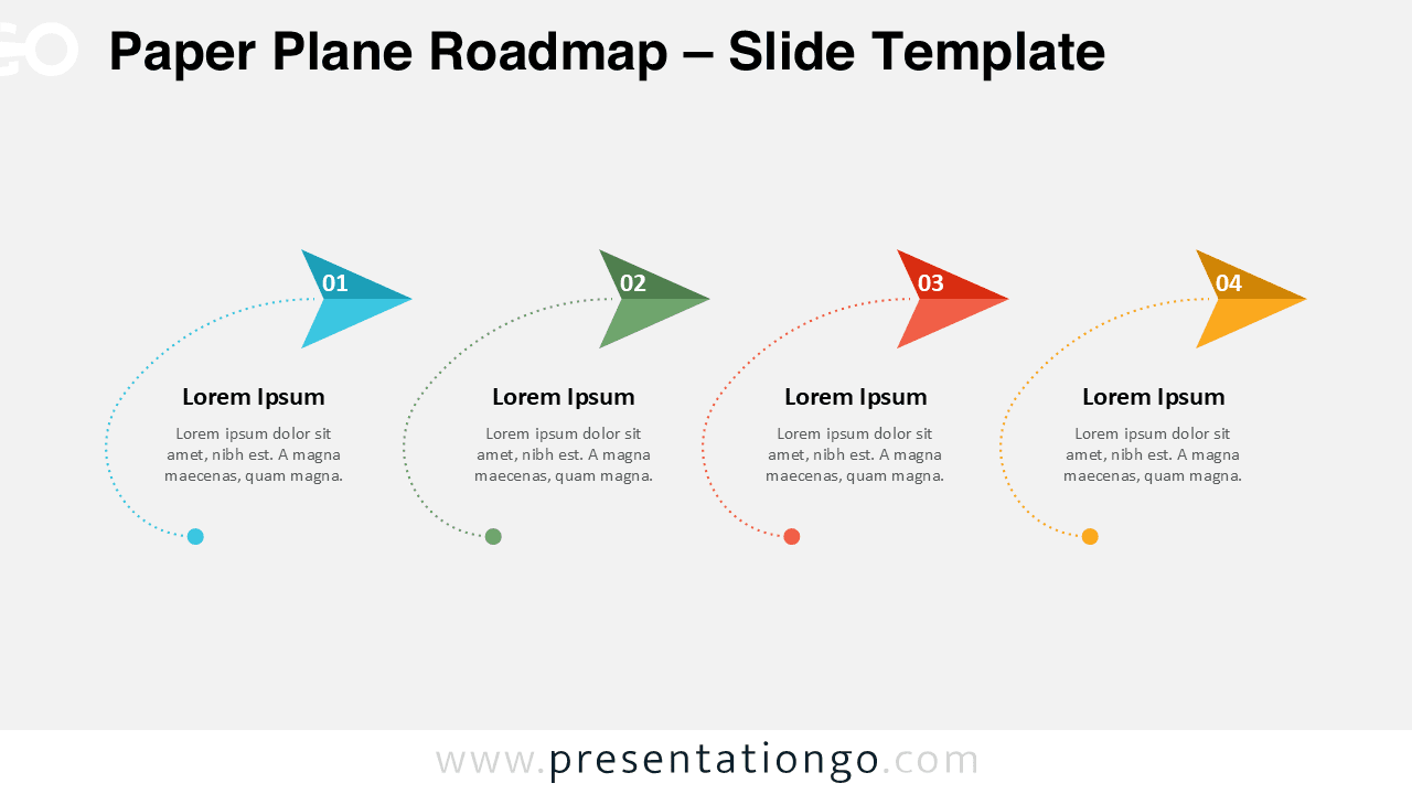 Paper Plane Roadmap for PowerPoint & Google Slides - PresentationGO