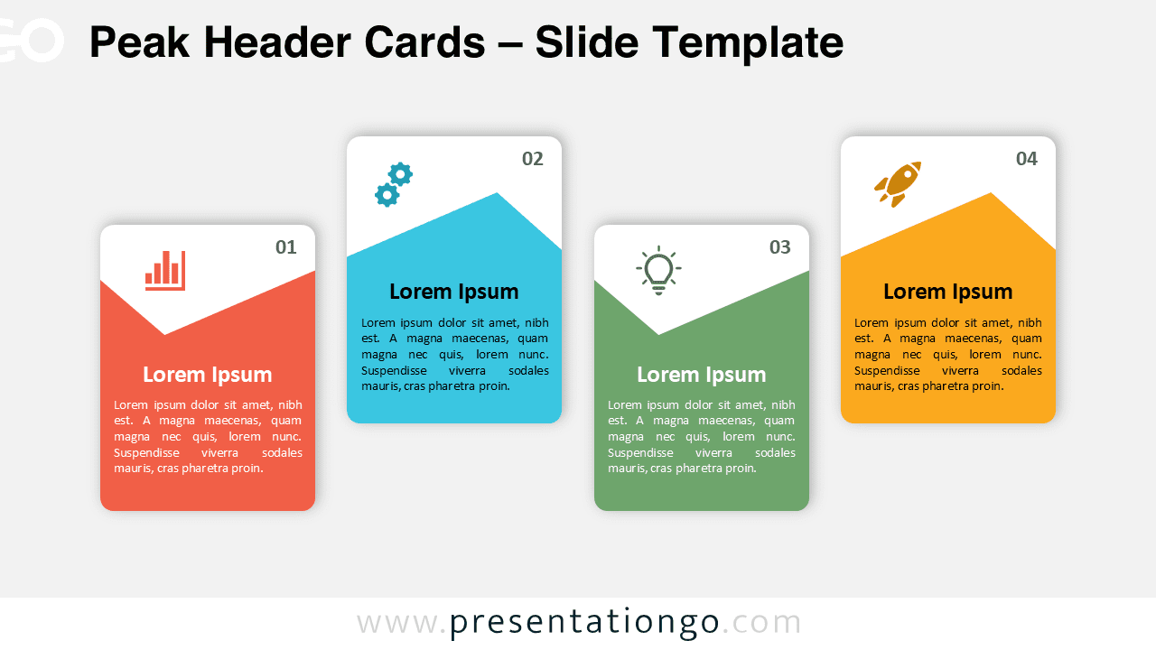 Peak Header Cards Diagram for PowerPoint & Google Slides