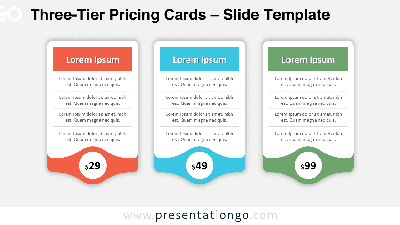 Three-Tier Pricing Cards - PresentationGO