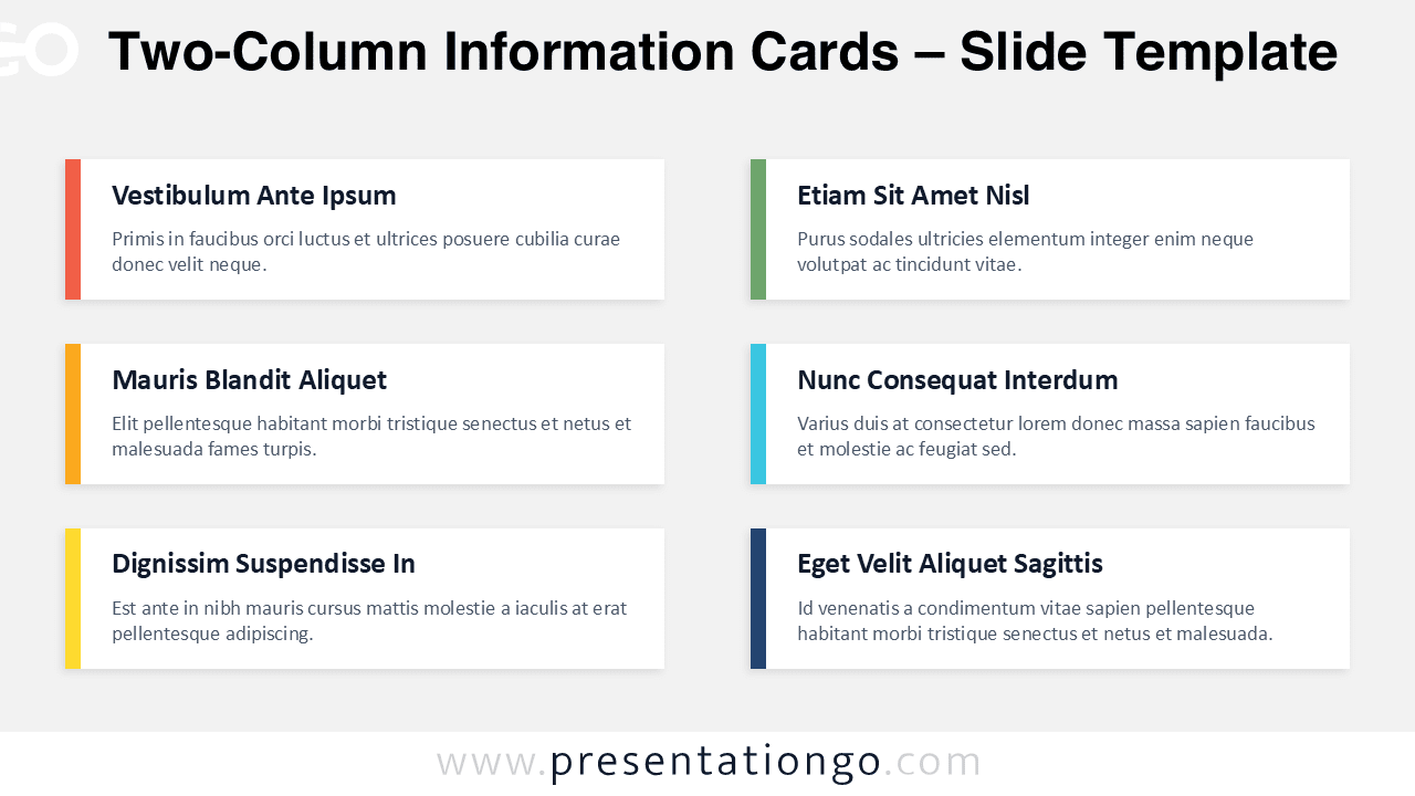 Two-Column Information Cards for PowerPoint and Google Slides