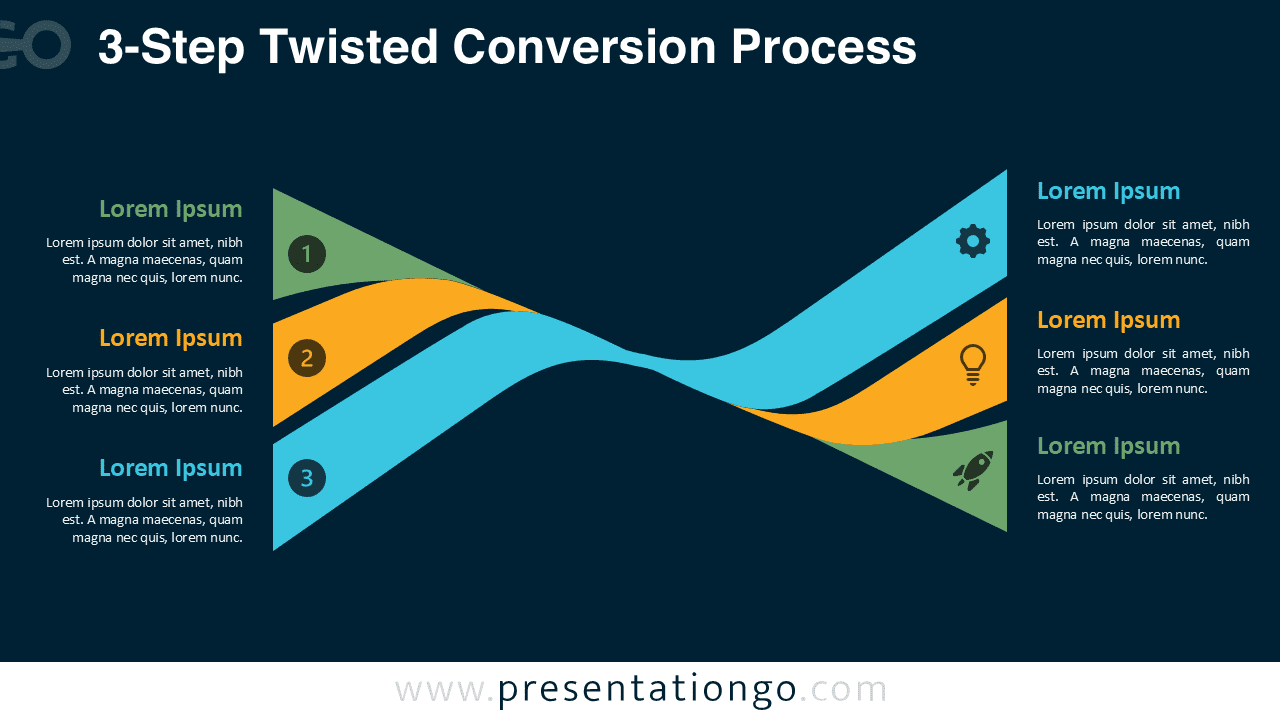3-Step Twisted Conversion Process Diagram for PowerPoint