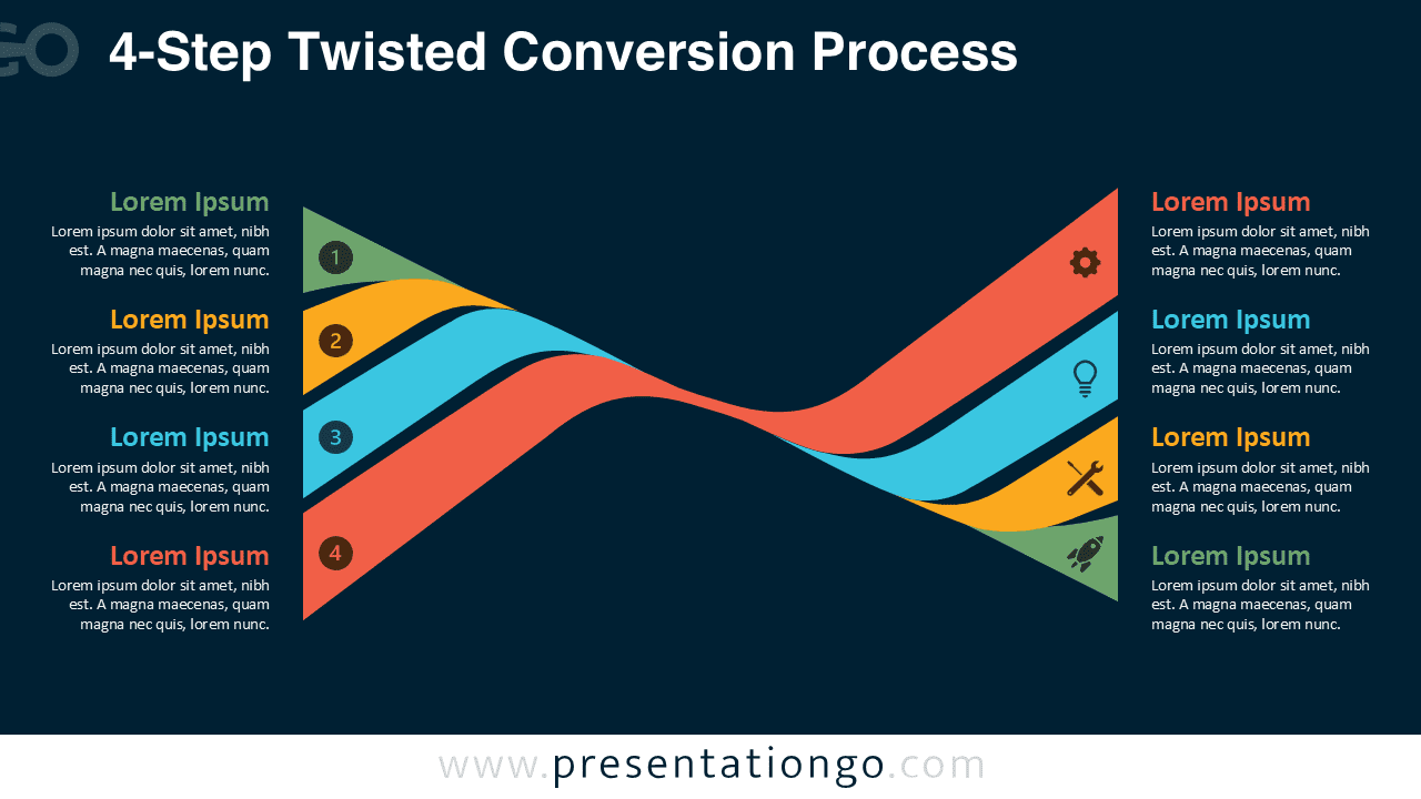 4-Step Twisted Conversion Process Diagram for PowerPoint