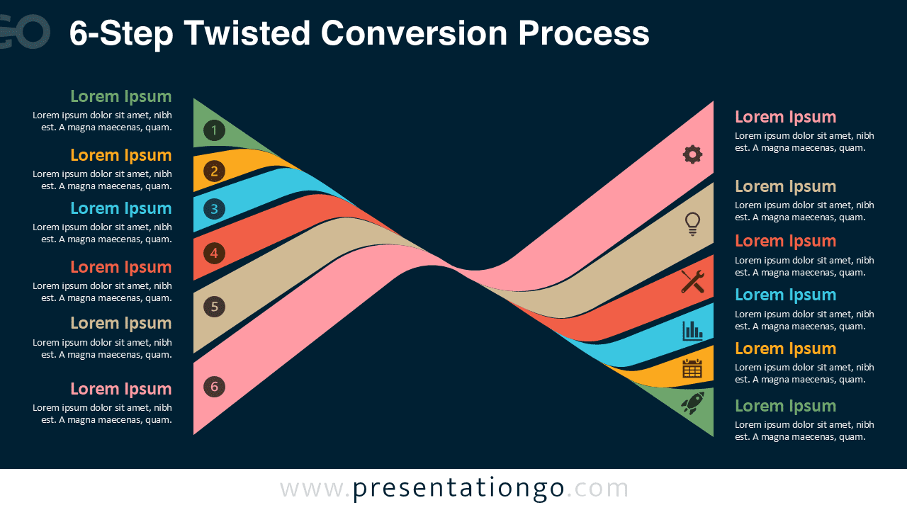 6-Step Twisted Conversion Process Diagram for PowerPoint