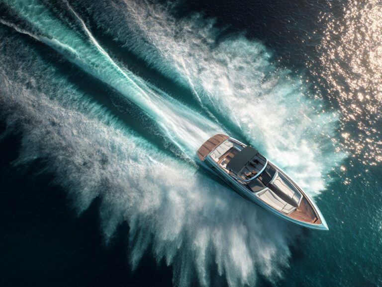 Aerial View of Speedboat Racing Across Blue Water - PresentationGO