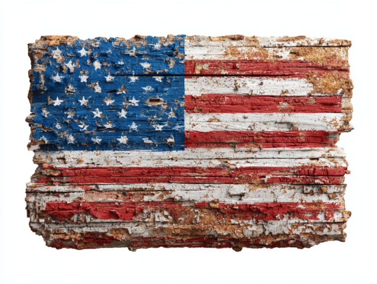 Rustic American Flag on Weathered Wood - PresentationGO