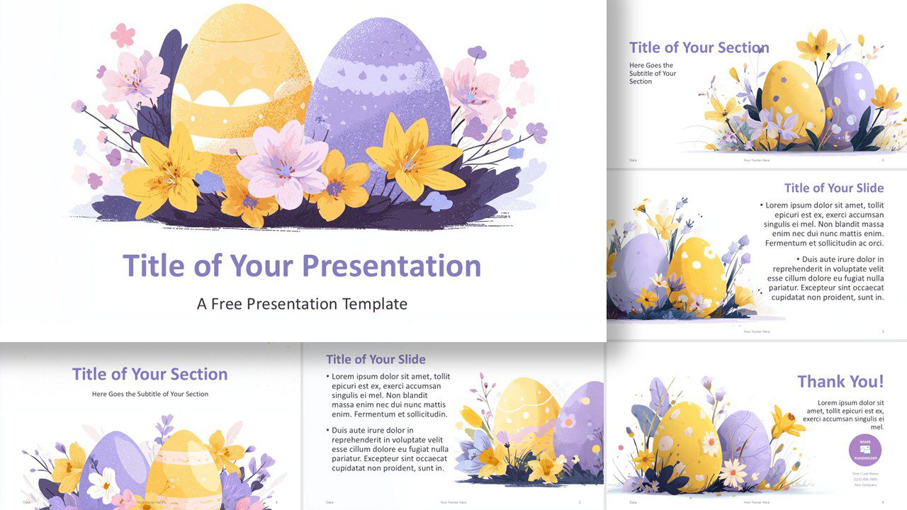 Watercolor Spring Eggs Template for PowerPoint & Google Slides