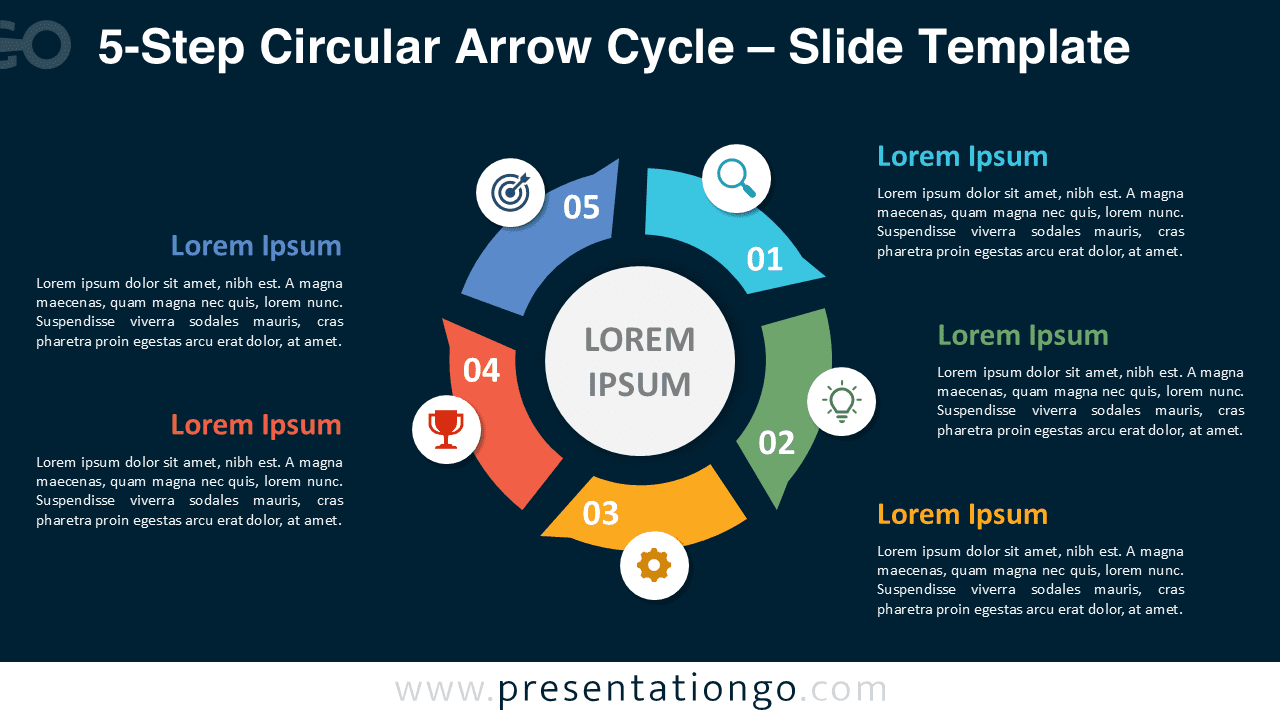 6-Step Circular Arrow Cycle Diagram for PowerPoint