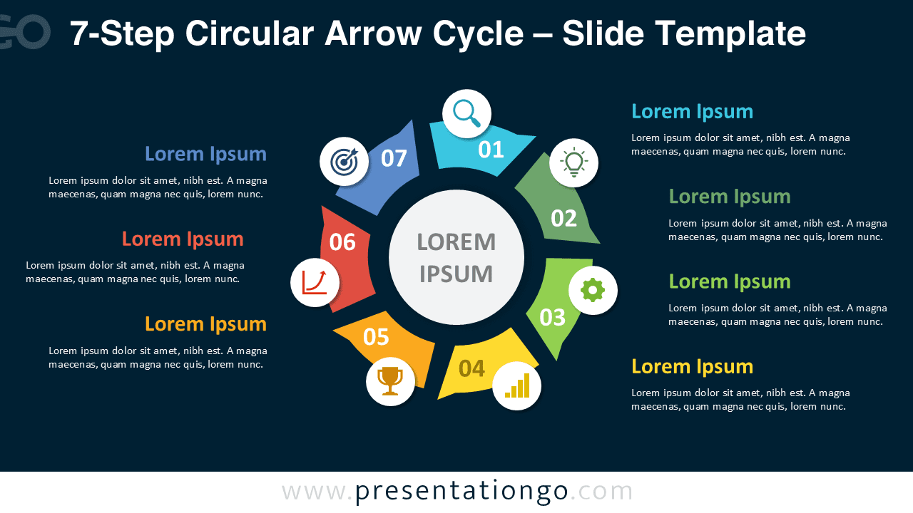 7-Step Circular Arrow Cycle Diagram for PowerPoint